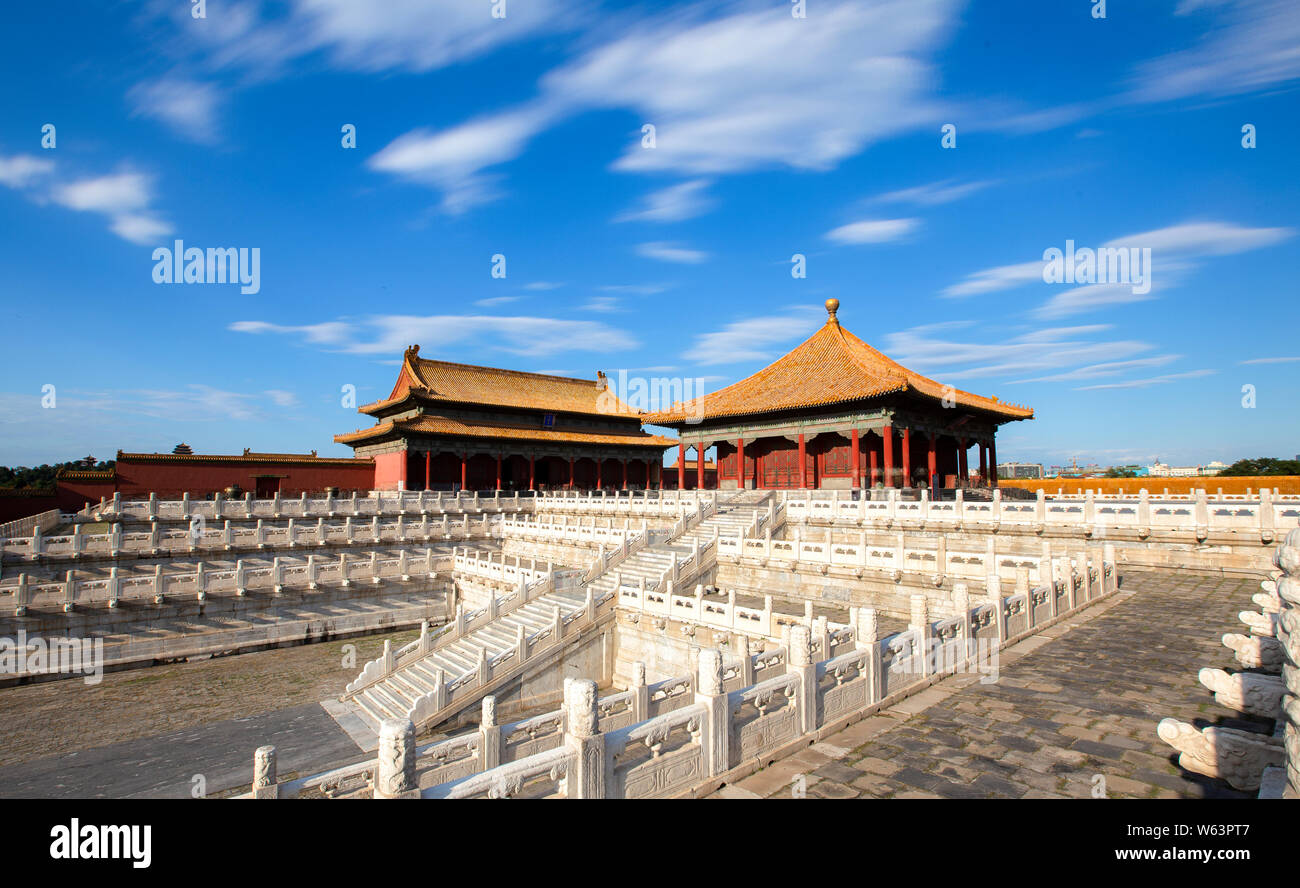 Landscape of the Palace Museum, also known as the Forbidden City, on a ...