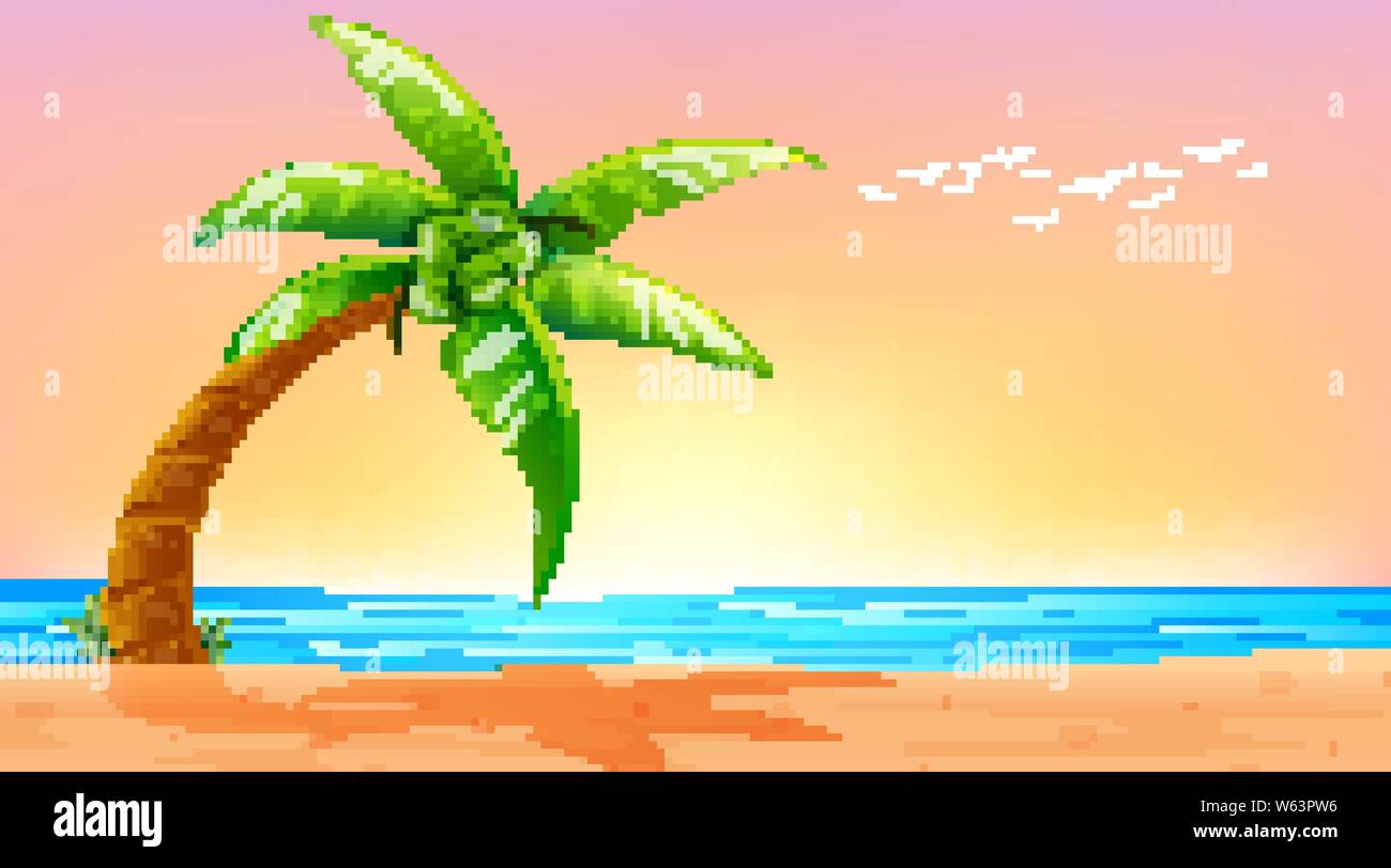 Empty nature beach ocean coastal landscape illustration Stock Vector ...