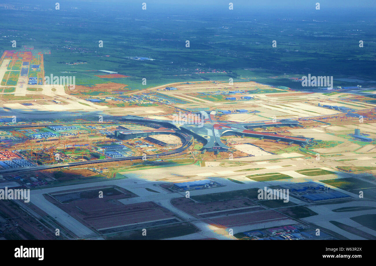 This photo taken from a jet plane shows an aerial view of the ...