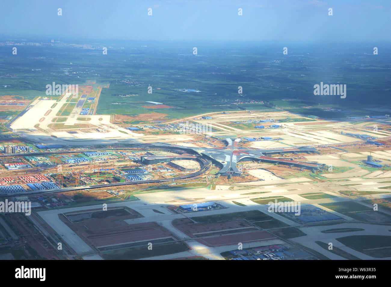 This photo taken from a jet plane shows an aerial view of the ...