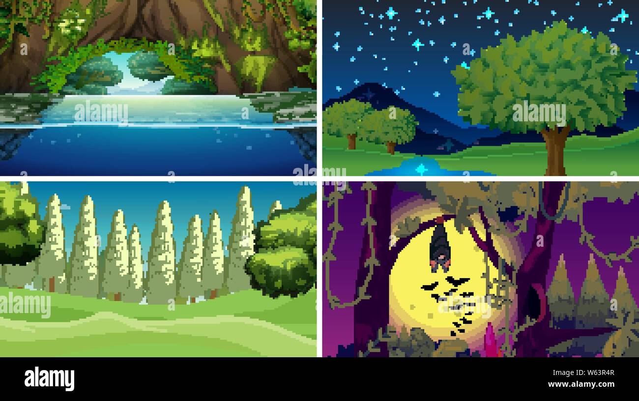 Empty, blank landscape nature scenes illustration Stock Vector Image ...