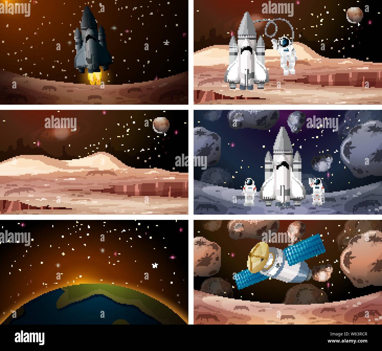 Set of different planet scenes illustration Stock Vector Image & Art ...