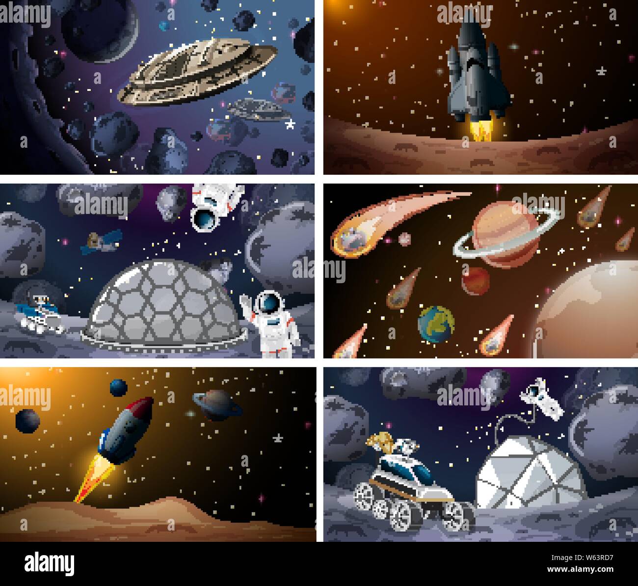Big space scene set illustration Stock Vector Image & Art - Alamy
