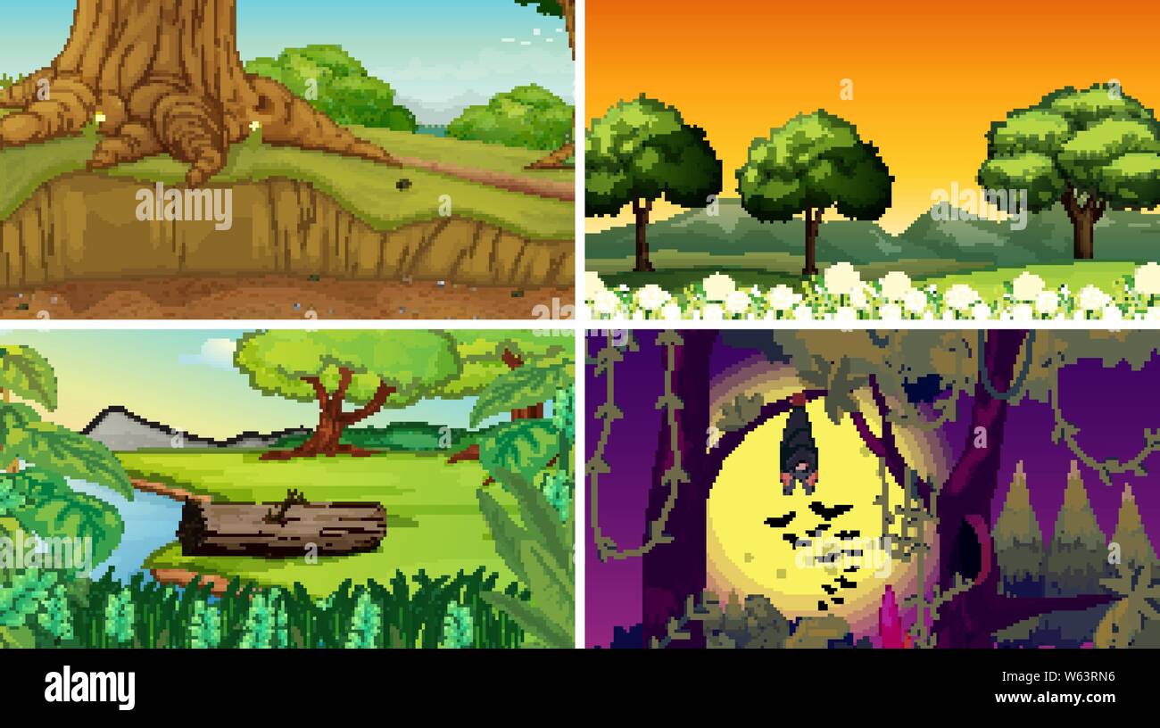 Empty, blank landscape nature scenes illustration Stock Vector Image ...