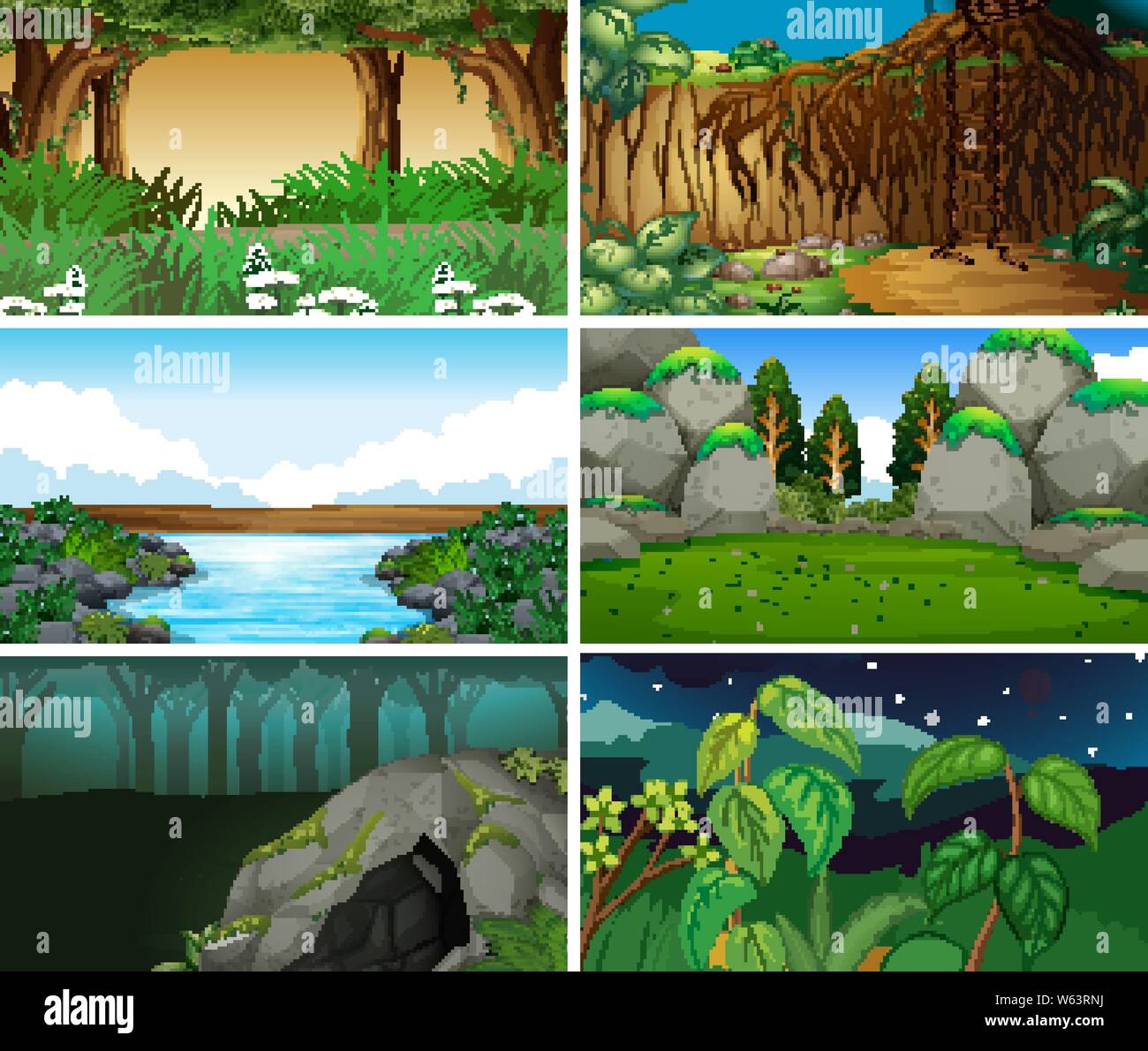 Empty, blank landscape nature scenes illustration Stock Vector Image ...