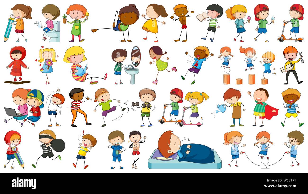 Set of simple kids illustration Stock Vector Image & Art - Alamy