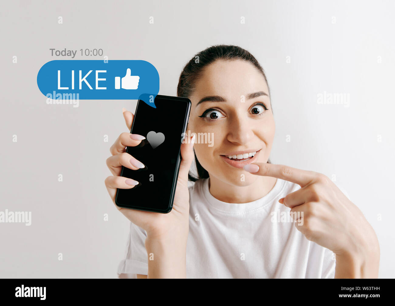 Social media interactions on mobile phone. Internet digital marketing ...