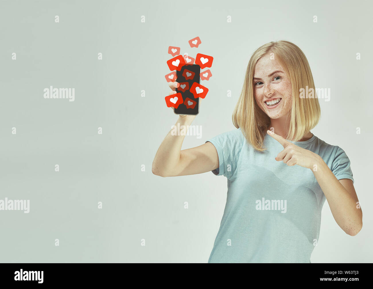 Social media interactions on mobile phone. Internet digital marketing ...