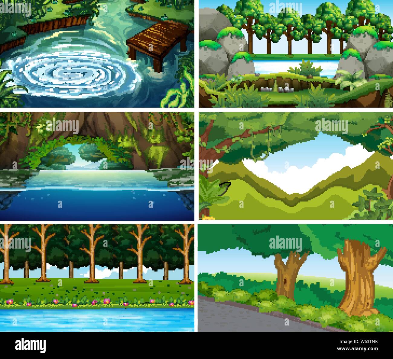 Empty, blank landscape nature scenes illustration Stock Vector Image ...