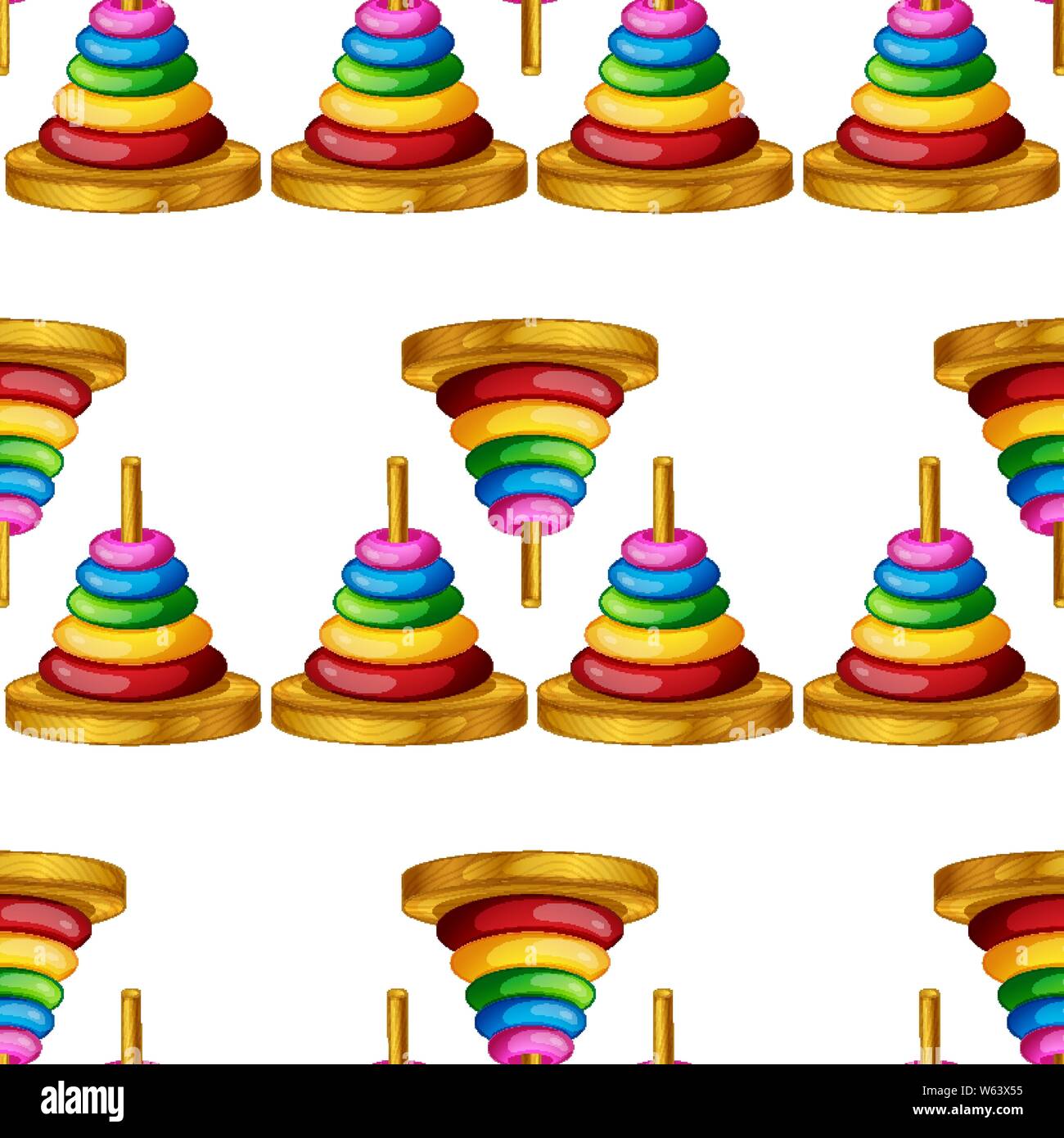 Seamless pattern tile cartoon with stacking math toy illustration Stock ...