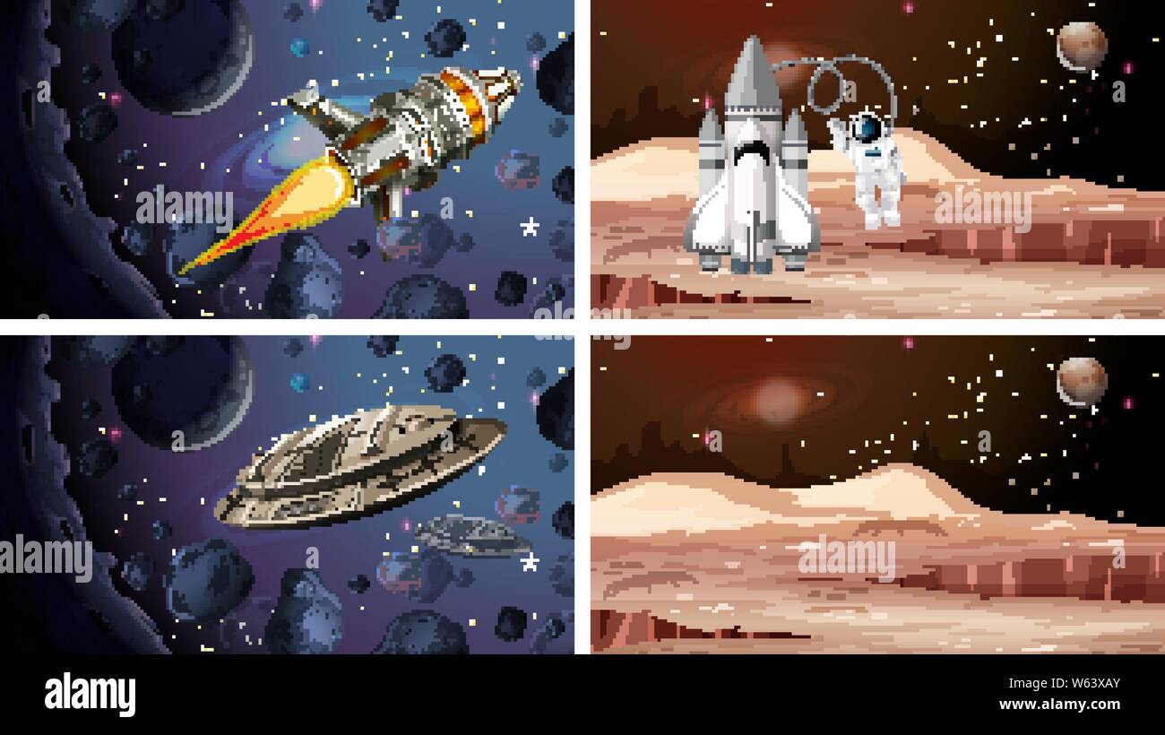 Rockey and mars scenes set illustration Stock Vector Image & Art - Alamy
