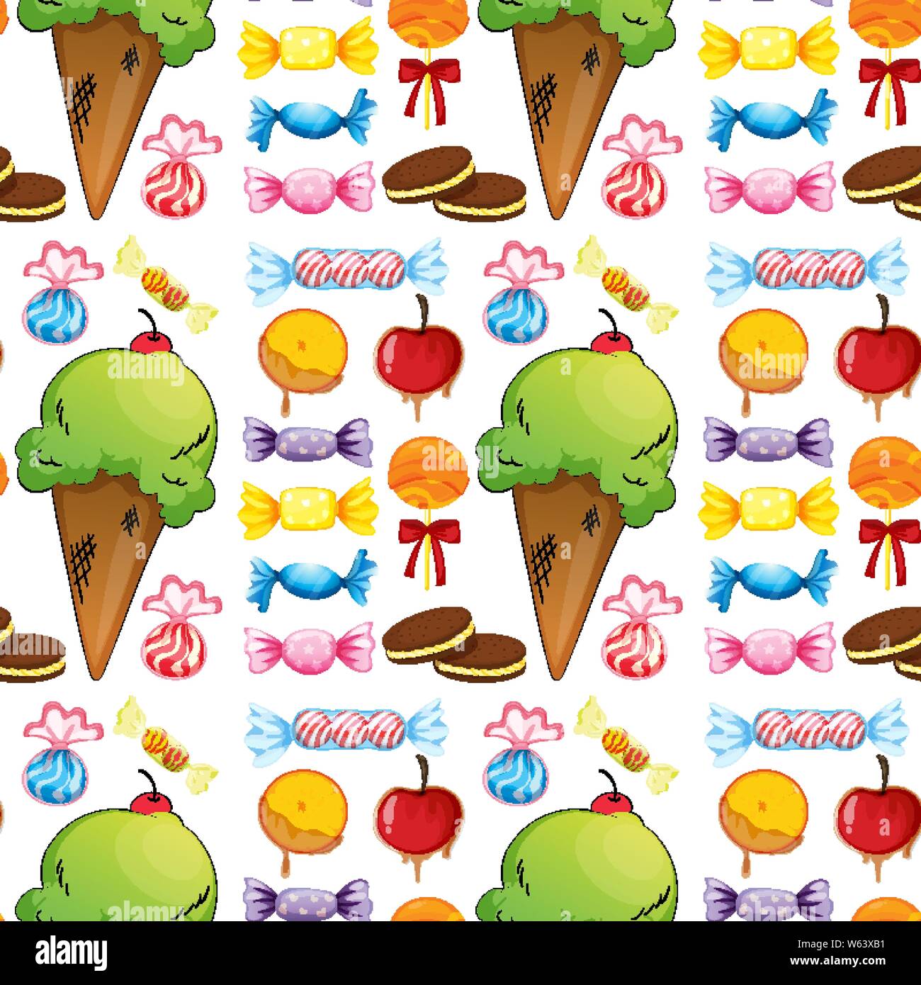 Seamless pattern tile cartoon with desserts illustration Stock Vector ...