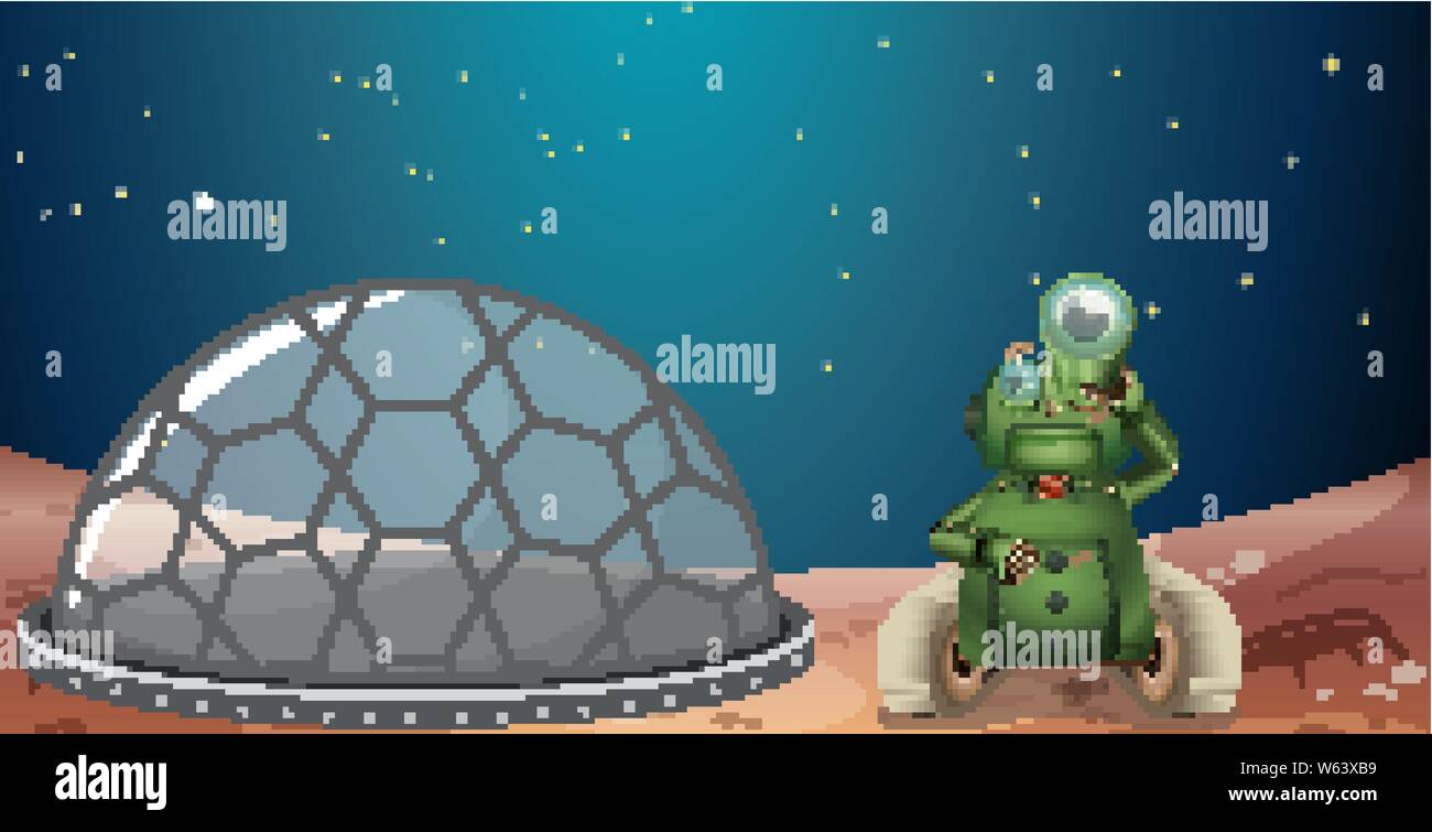 Alien robot on mars scene illustration Stock Vector Image & Art - Alamy