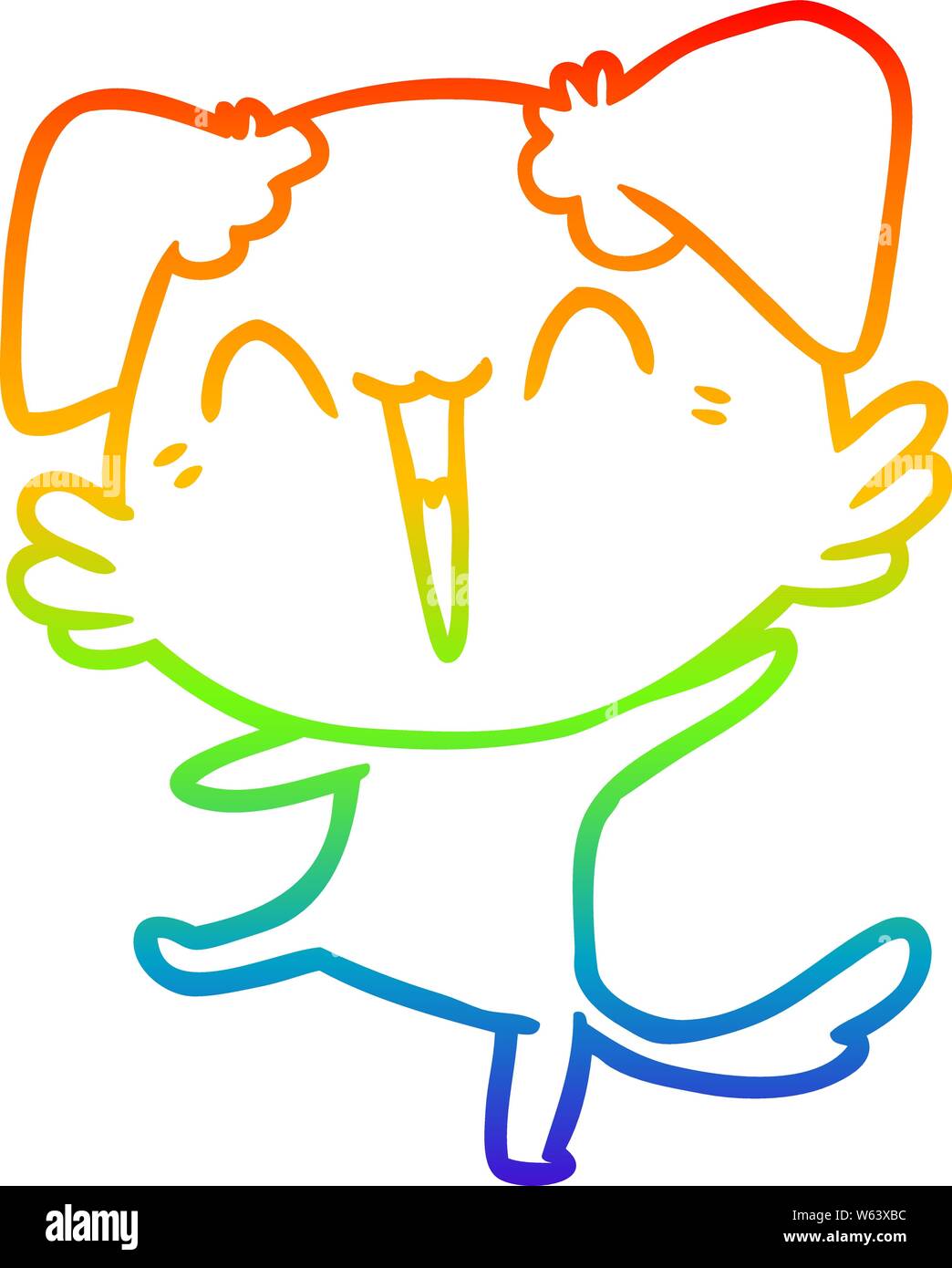 rainbow gradient line drawing of a happy little dog cartoon Stock ...