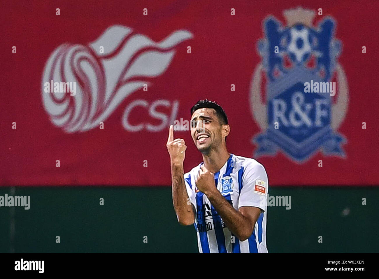 Israeli football player Eran Zahavi of Guangzhou R&F celebrates after ...