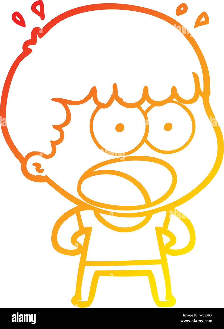 warm gradient line drawing of a cartoon shocked man Stock Vector Image ...