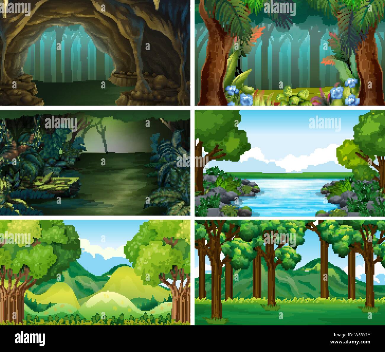 Empty, blank landscape nature scenes illustration Stock Vector Image ...