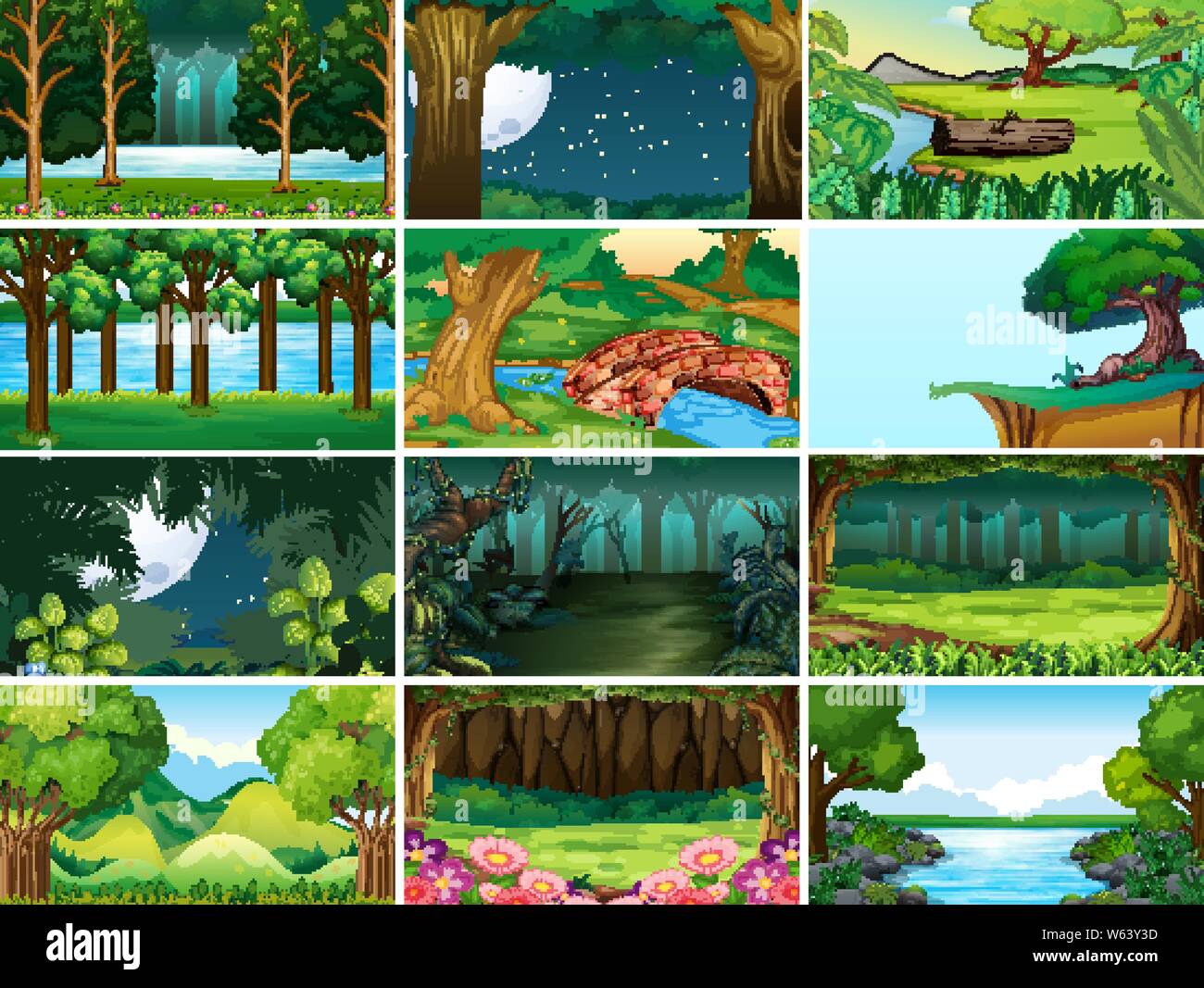 Empty, blank landscape nature scenes illustration Stock Vector Image ...