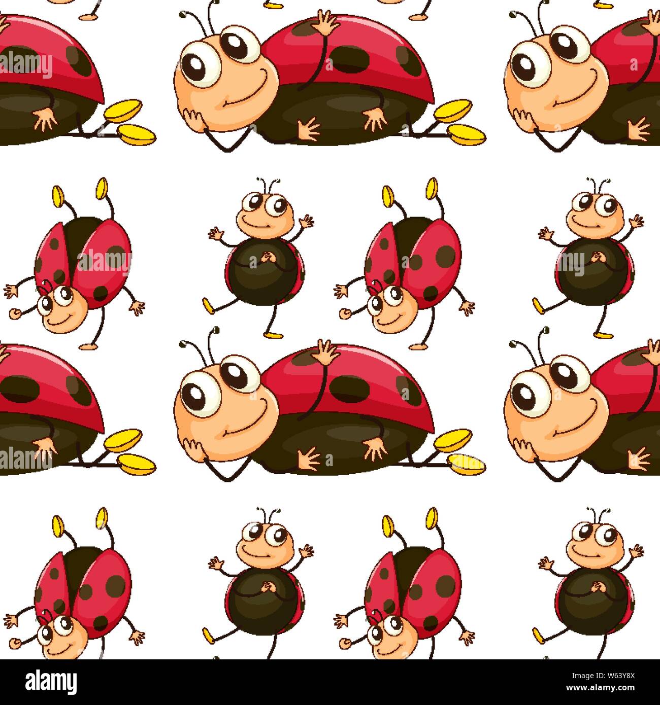Seamless pattern tile cartoon with ladybug illustration Stock Vector ...