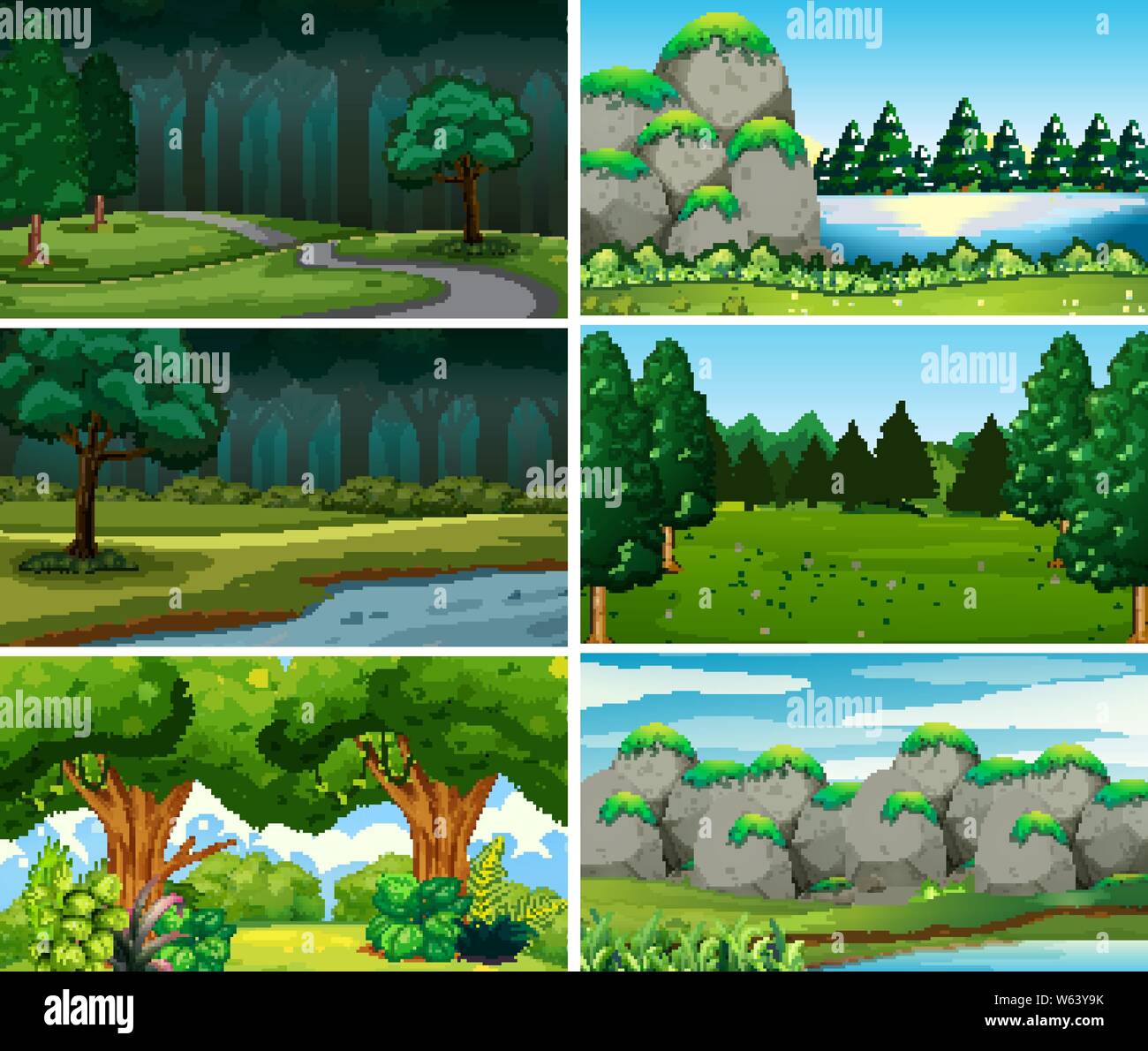 Empty, blank landscape nature scenes illustration Stock Vector Image ...