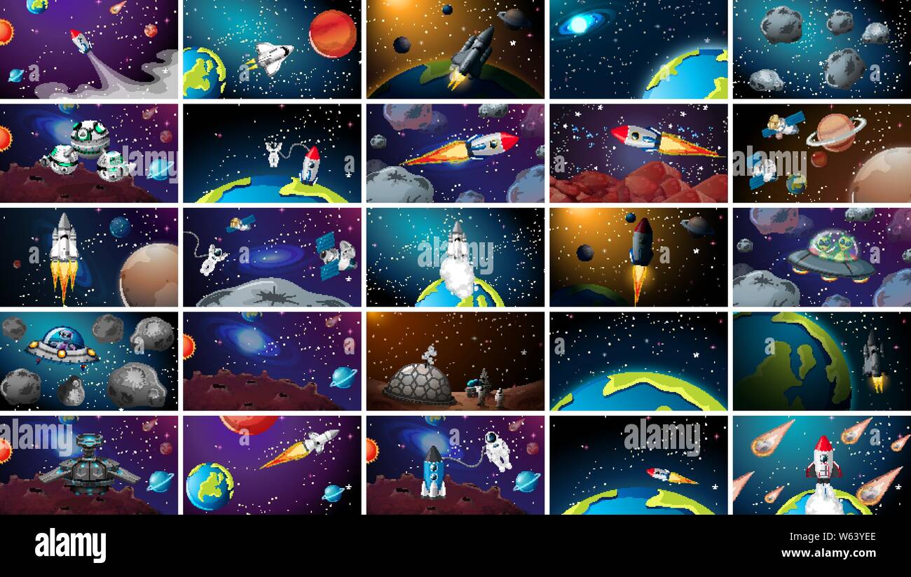 Huge set of space scenes illustration Stock Vector Image & Art - Alamy