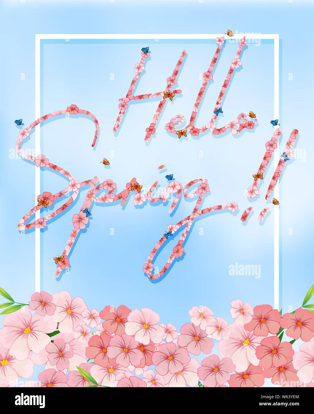 Hello spring flower background illustration Stock Vector Image & Art ...