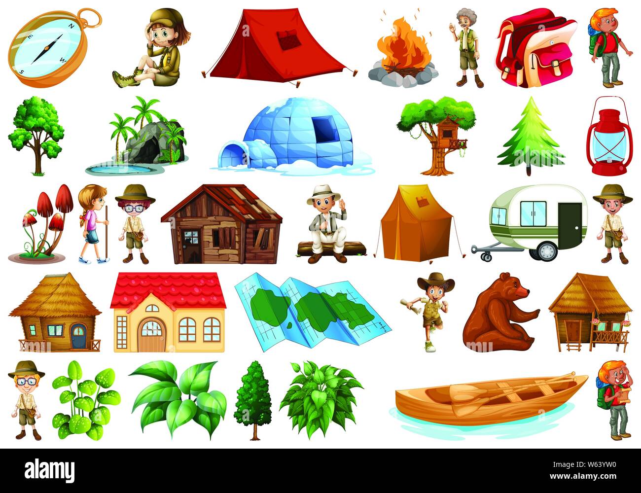 Set of outdoor people and objects illustration Stock Vector Image & Art ...