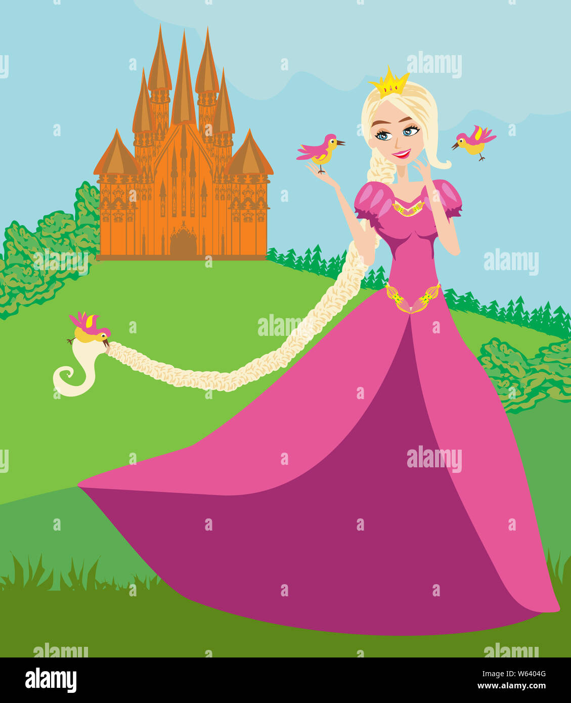 Beautiful queen in front of her castle Stock Photo - Alamy