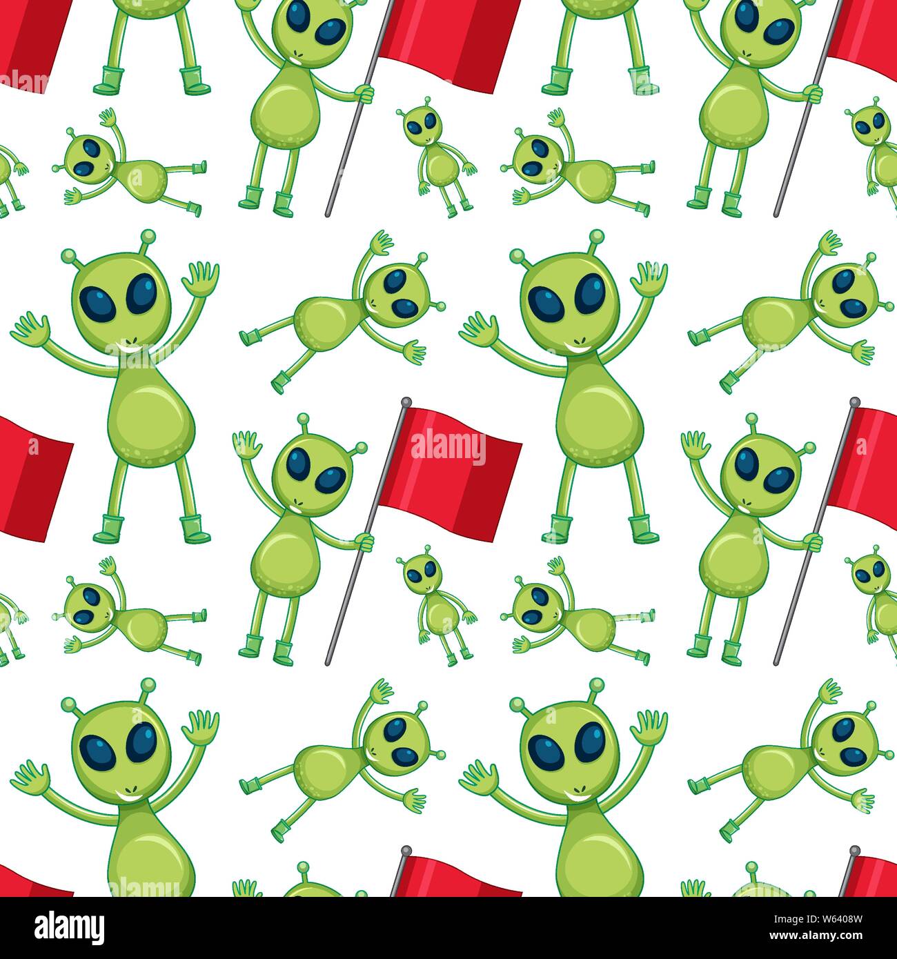 Seamless pattern tile cartoon with aliens illustration Stock Vector ...