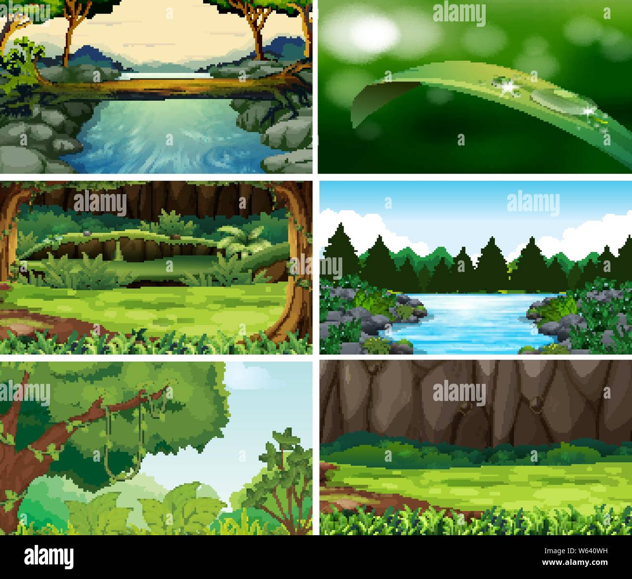 Empty, blank landscape nature scenes illustration Stock Vector Image ...