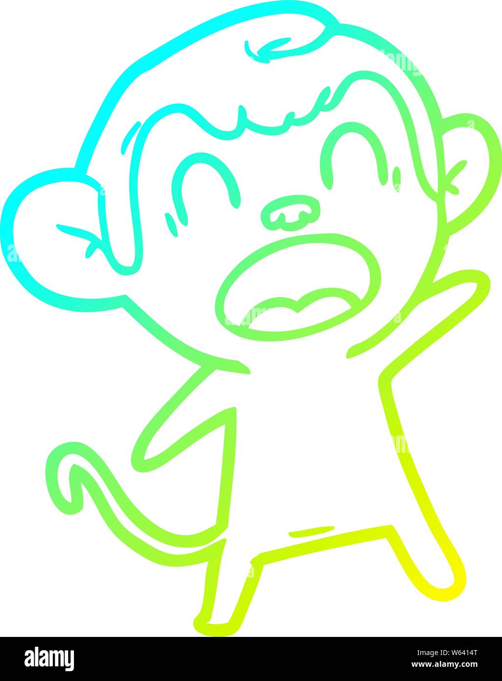 cold gradient line drawing of a shouting cartoon monkey Stock Vector ...