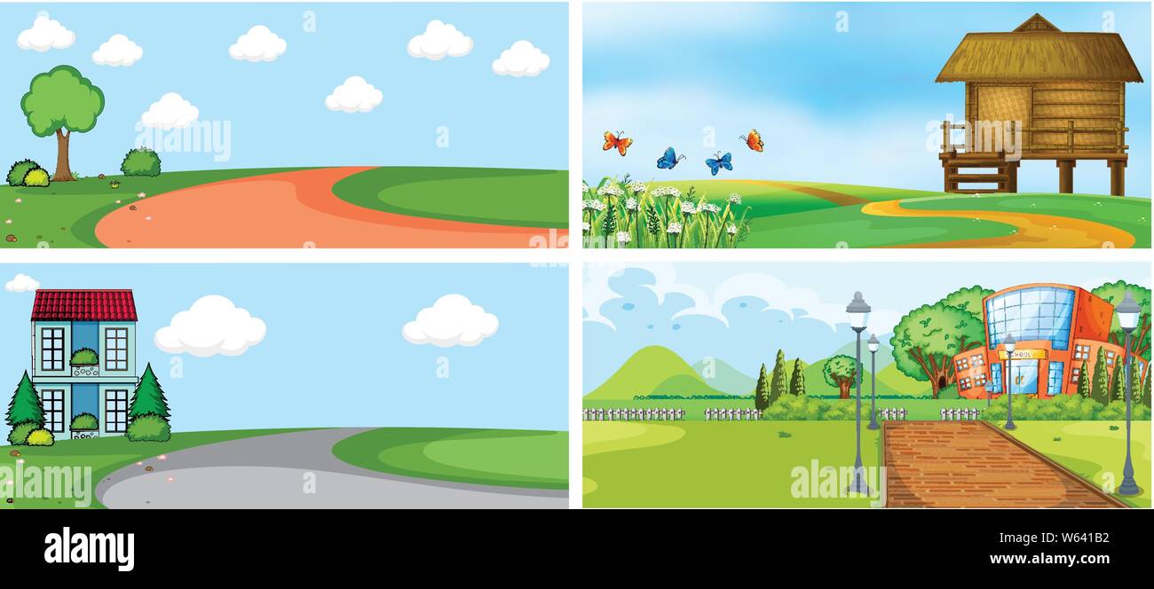 Set of outdoor scenes illustration Stock Vector Image & Art - Alamy