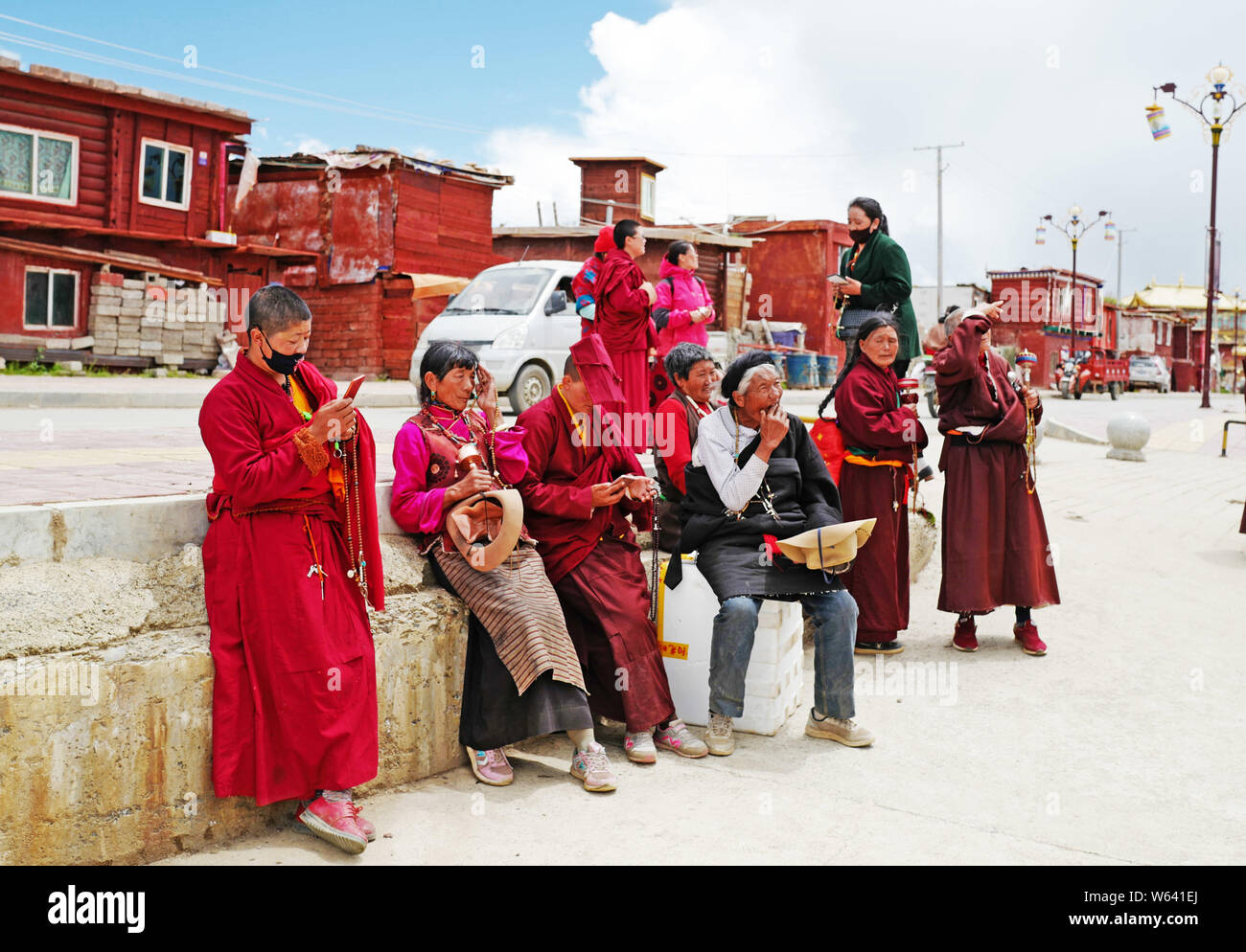 In this undated photo, local Tibetan people visit the Yarchen Gar ...