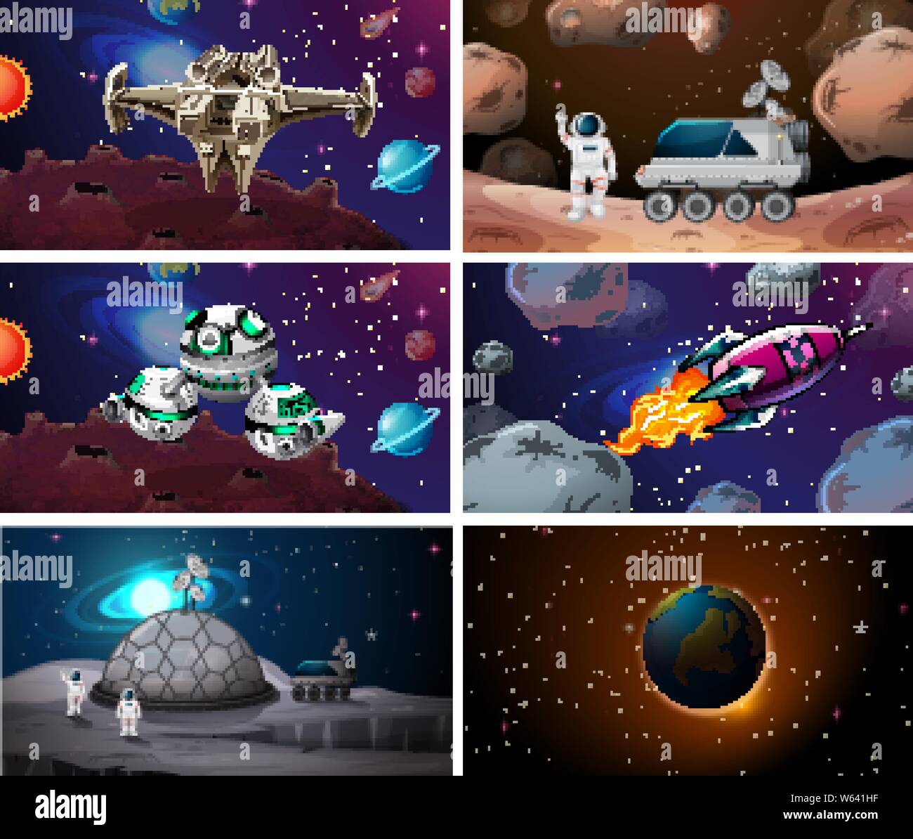 Huge space scene set illustration Stock Vector Image & Art - Alamy
