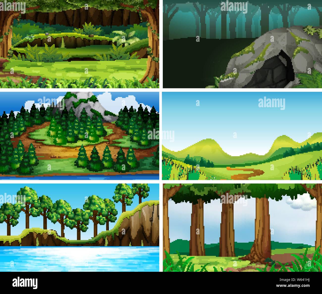 Empty, blank landscape nature scenes illustration Stock Vector Image ...