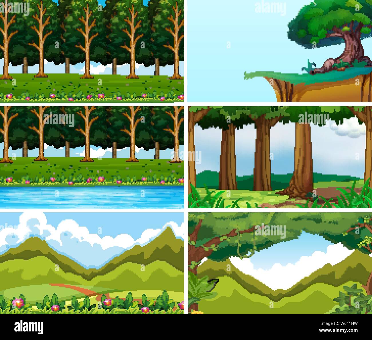 Empty, blank landscape nature scenes illustration Stock Vector Image ...