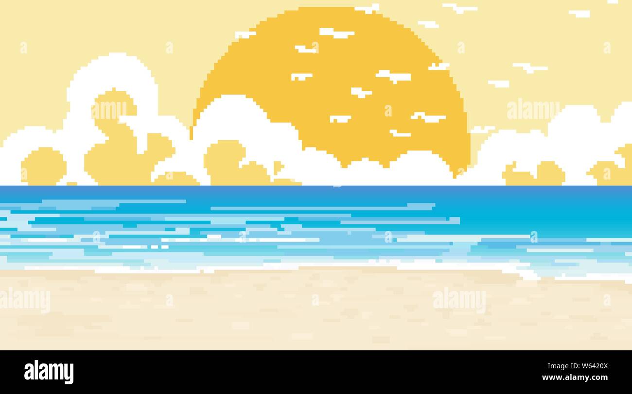 Empty nature beach ocean coastal landscape illustration Stock Vector ...