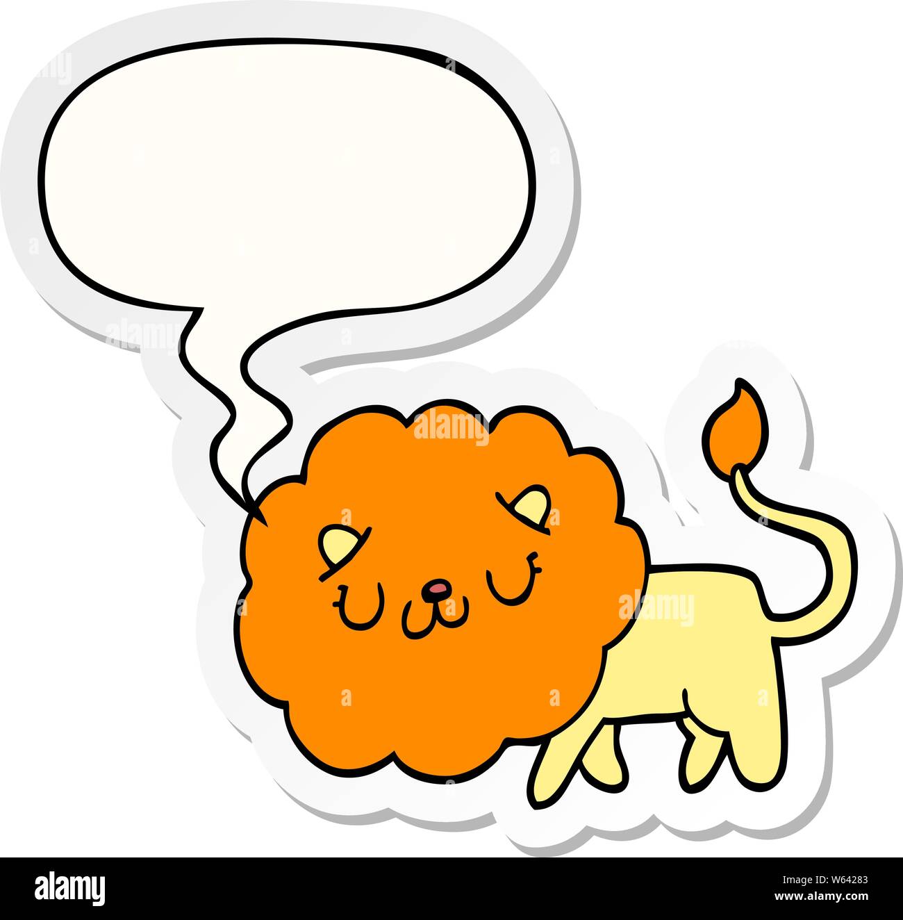 cartoon lion with speech bubble sticker Stock Vector Image & Art - Alamy