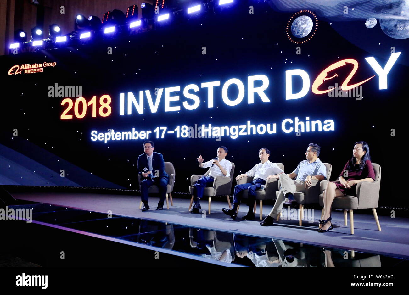 Jack Ma or Ma Yun, second left, chairman of Alibaba Group, and Daniel ...