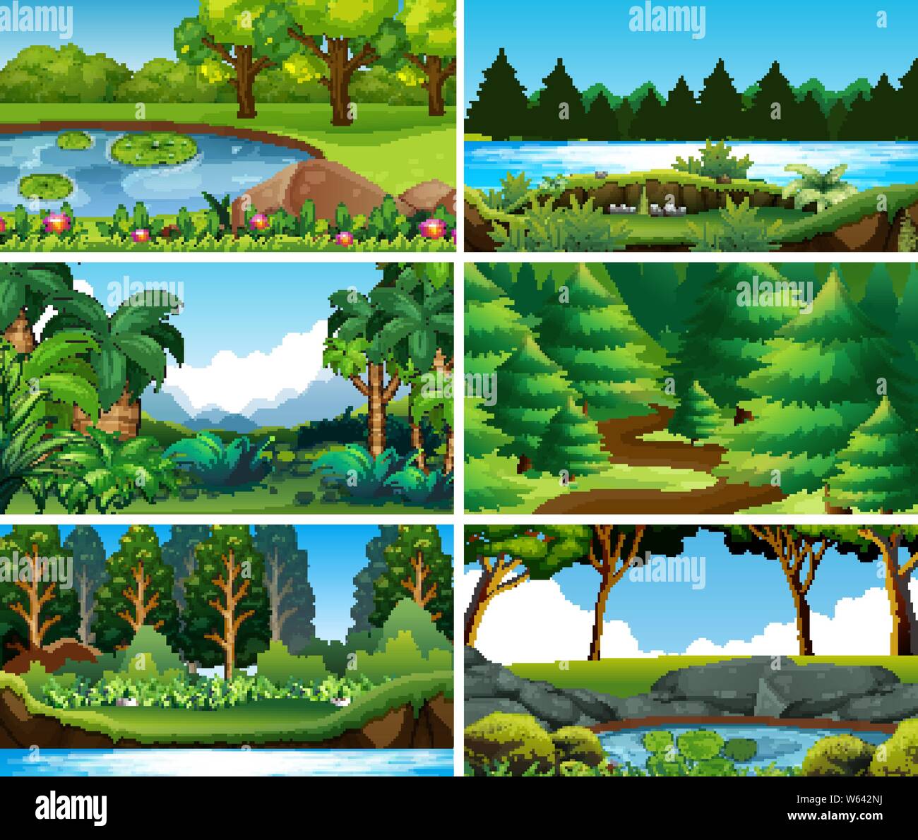 Empty, blank landscape nature scenes illustration Stock Vector Image ...