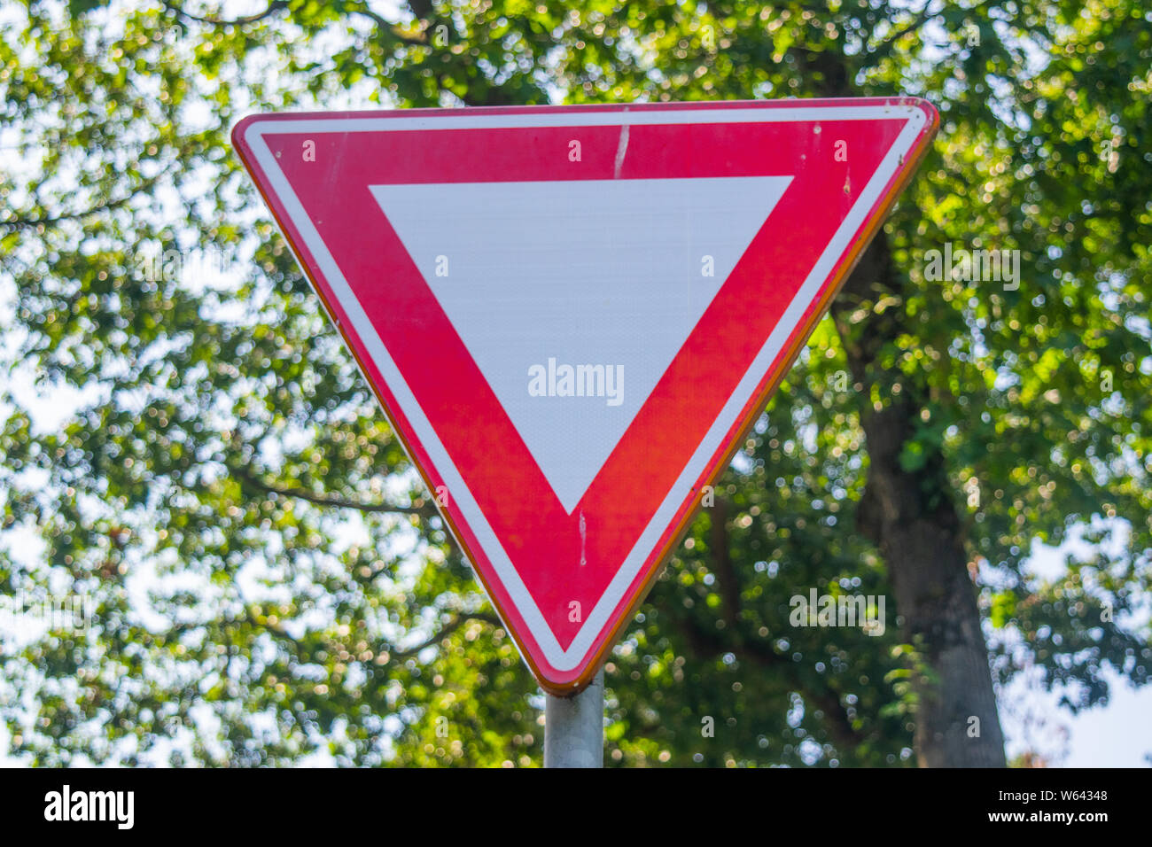 Dutch road sign: give priority to traffic on the main road ahead Stock ...