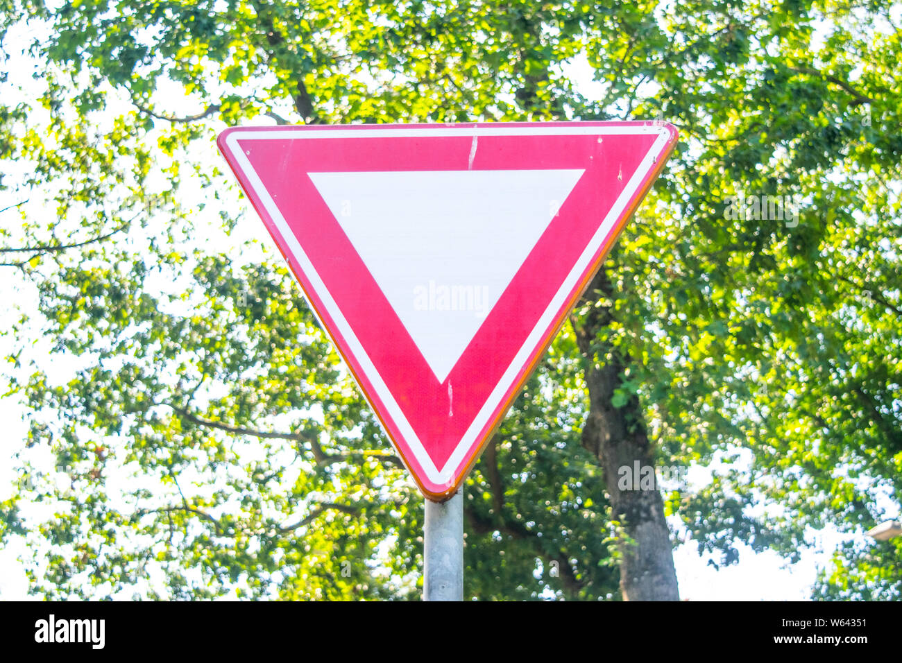 Dutch road sign: give priority to traffic on the main road ahead Stock ...