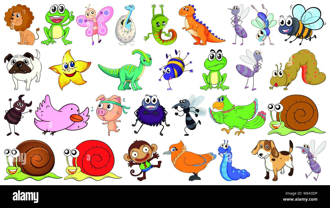 Set of different animals illustration Stock Vector Image & Art - Alamy