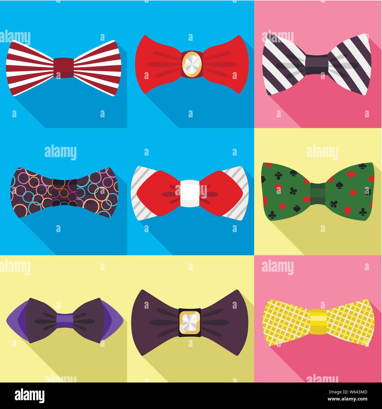 Bow tie icon set. Flat set of 9 bow tie vector icons for web design ...