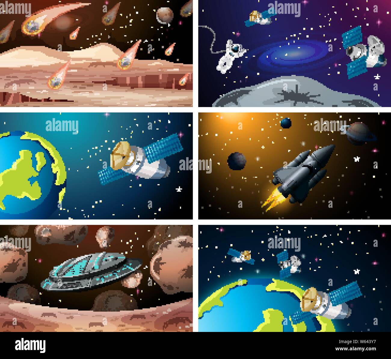 Set of various space scenes illustration Stock Vector Image & Art - Alamy