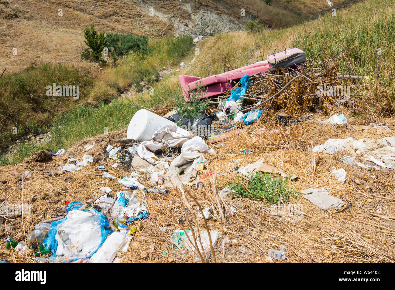 garbage abandoned in the countryside in Sicily, Italy Stock Photo - Alamy