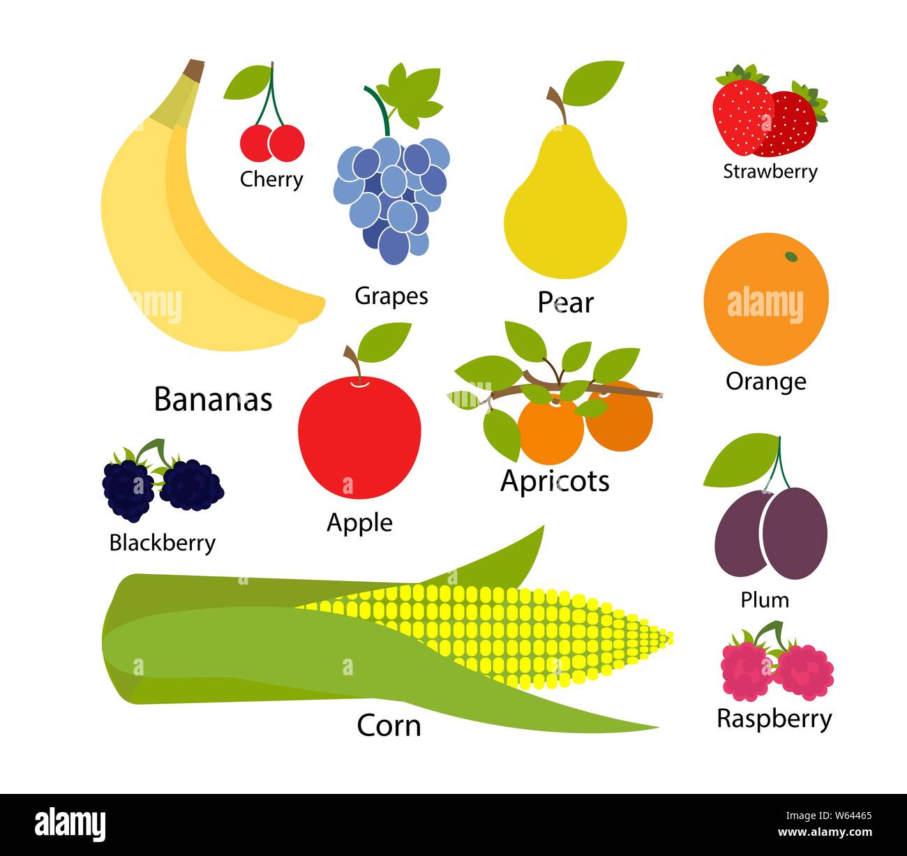 Set of fruits in flat style. Vector illustration Stock Vector Image ...