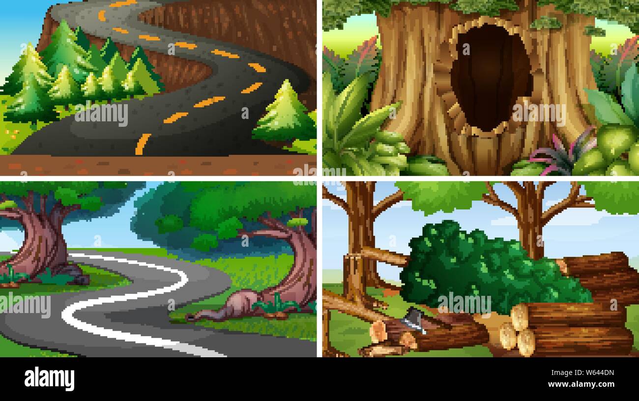 Empty, blank landscape nature scenes illustration Stock Vector Image ...