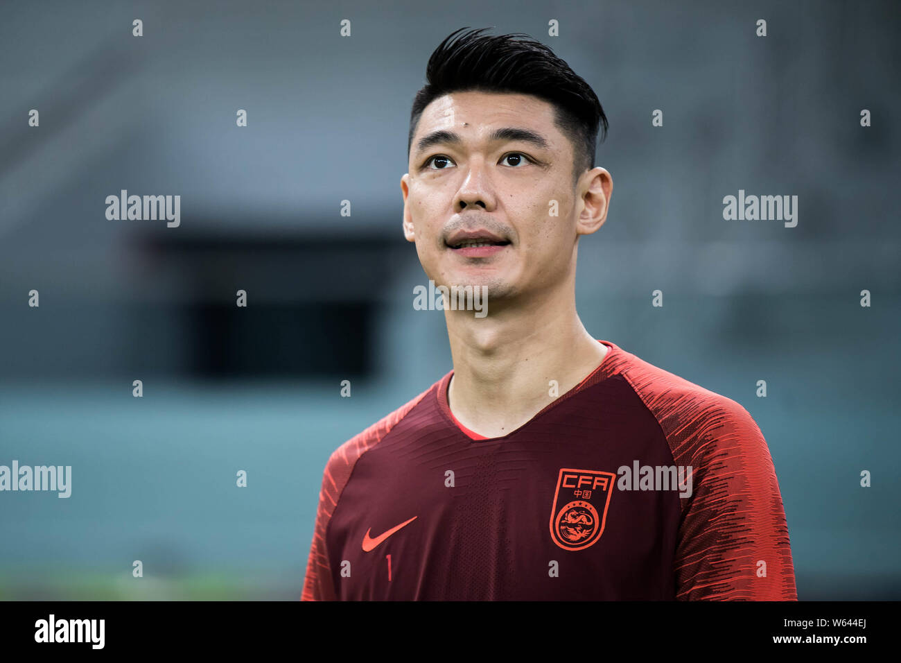 Zeng Cheng of Chinese national men's football team takes part in ...