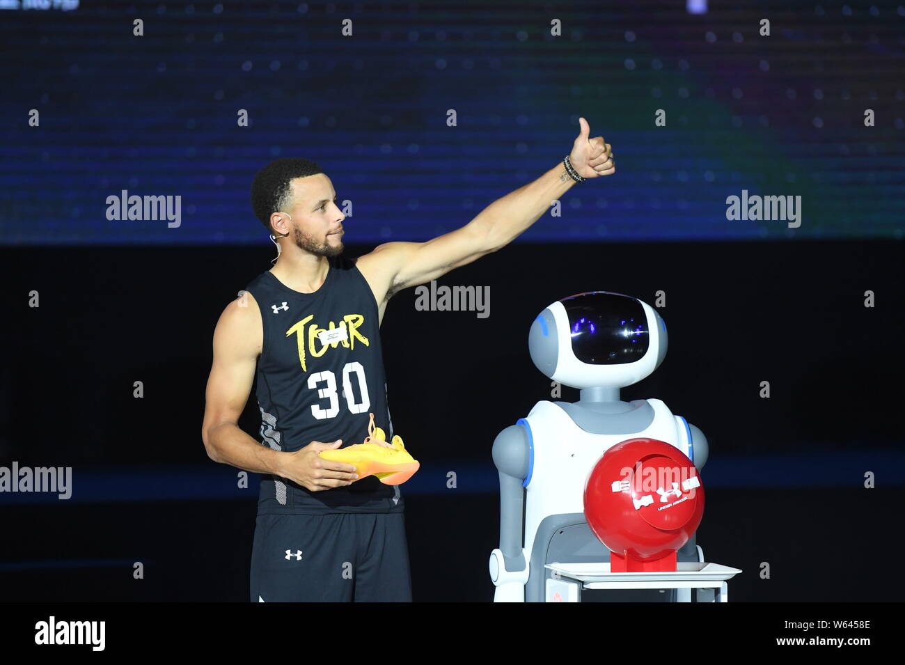 NBA star Stephen Curry of Golden State Warriors attends a fan meeting ...